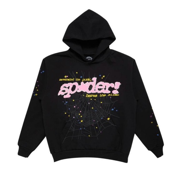 Sp5der | Sweaters | Sp5de Hoodie Black Yellow And Pink | Poshmark
